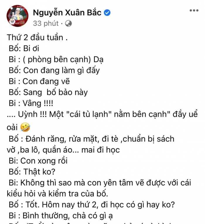 Xuân Bắc chia sẻ cuộc trò chuyện với Bi Béo, khán giả tấm tắc khen ngợi: Cậu bé hiểu chuyện quá
